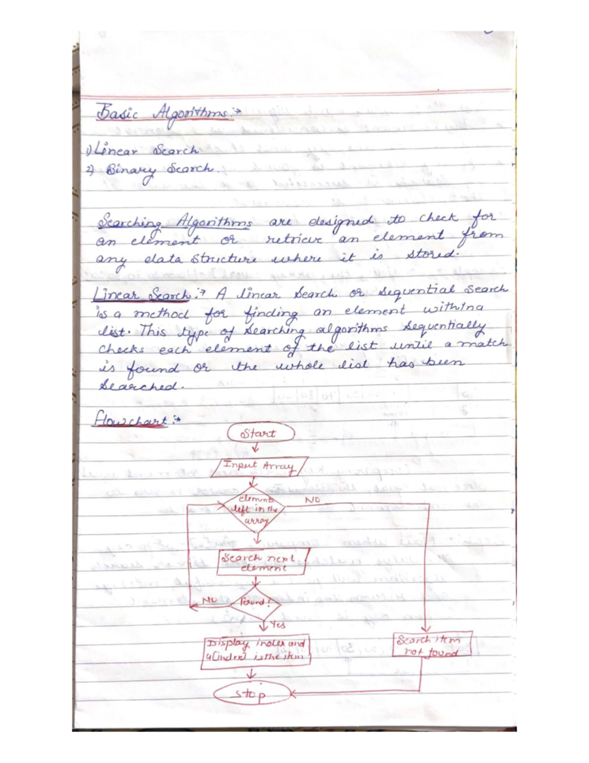 Algorithms: Linear & Binary Search, Selection & Bubble Sort - Studocu