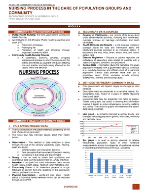 Module 5 - Community health nursing is a combination of nursing and ...