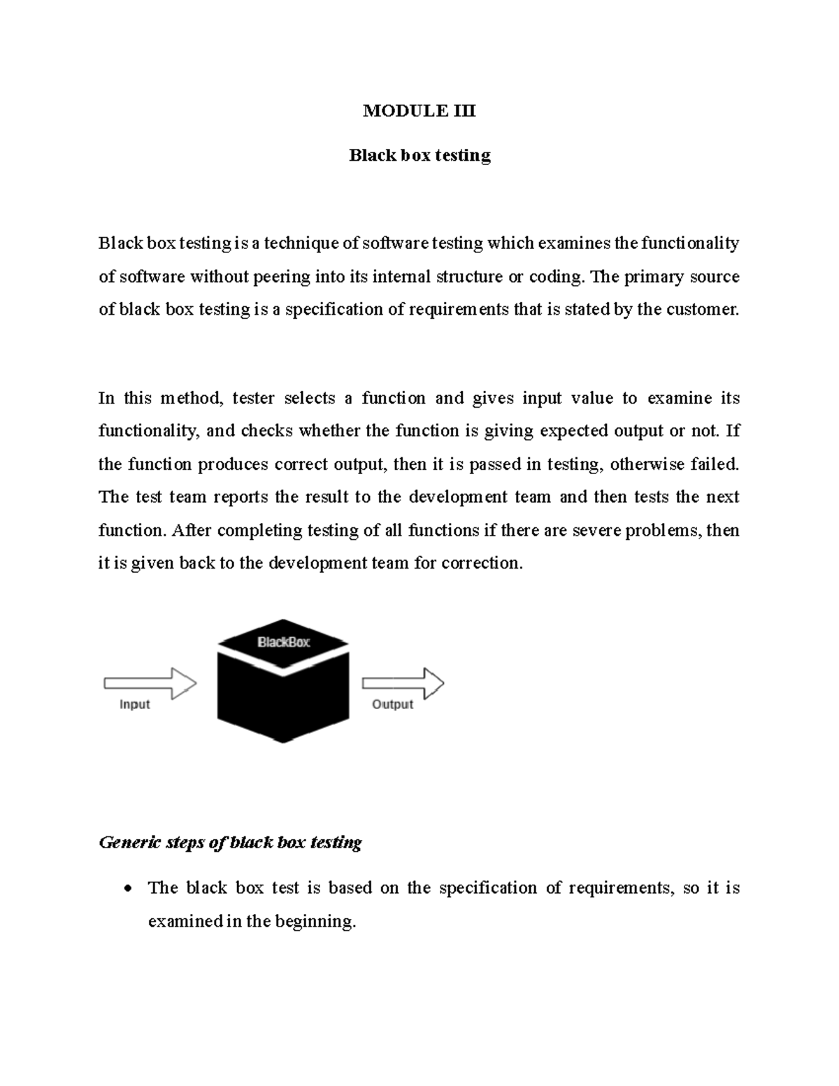 ST Module III - Software testing notes - MODULE III Black box testing ...