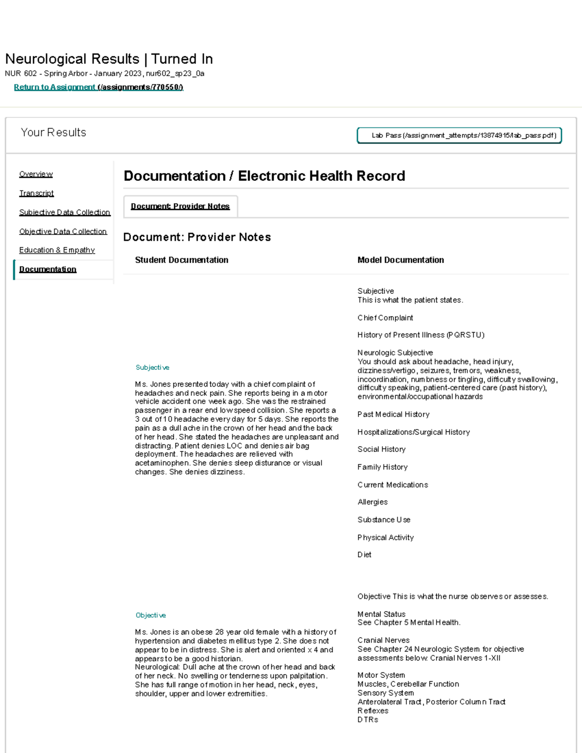 NUR 602 - Patient Neurological Assessment & Documentation Notes - Studocu