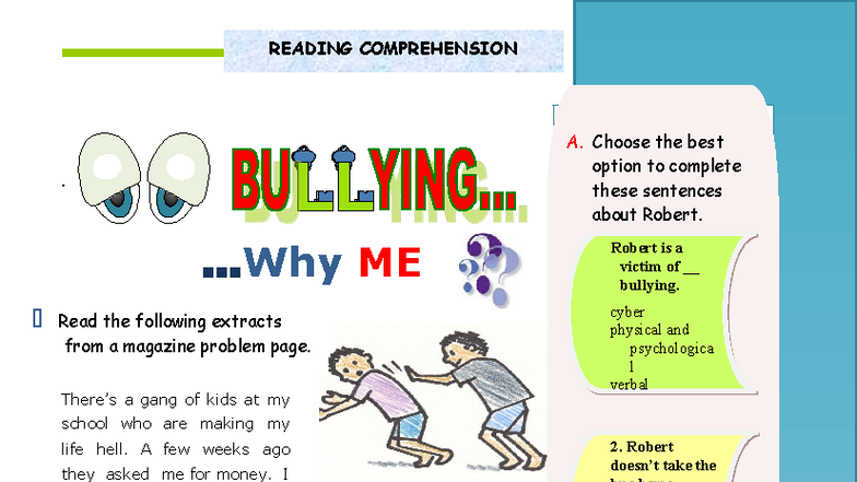 Reading Comprehension: Bullying Case Study - Robert's Story - Studocu