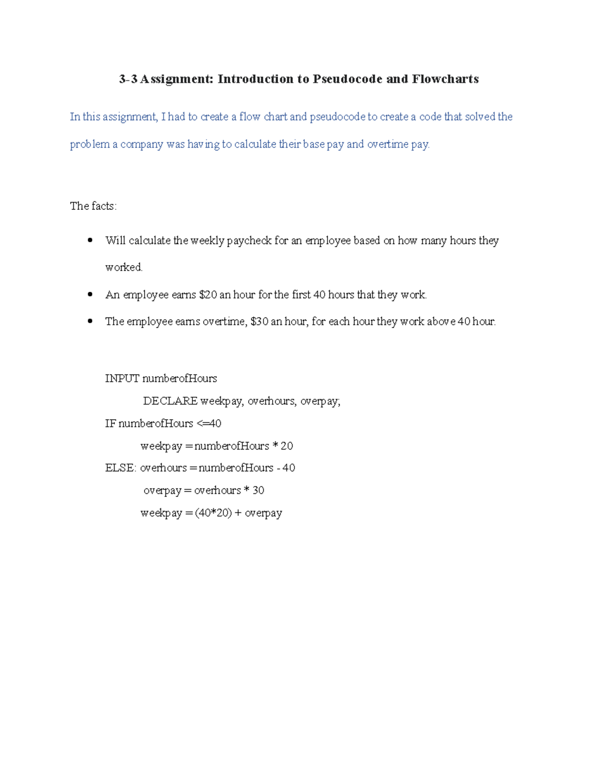 3 3 Pseudo And Flow Chart 3 3 Assignment Introduction To Pseudocode