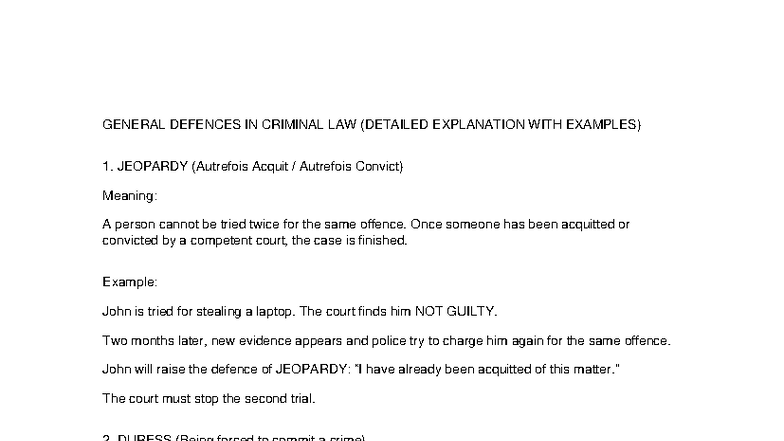 GENERAL DEFENCES IN CRIMINAL LAW (Detailed Explanation & Examples ...