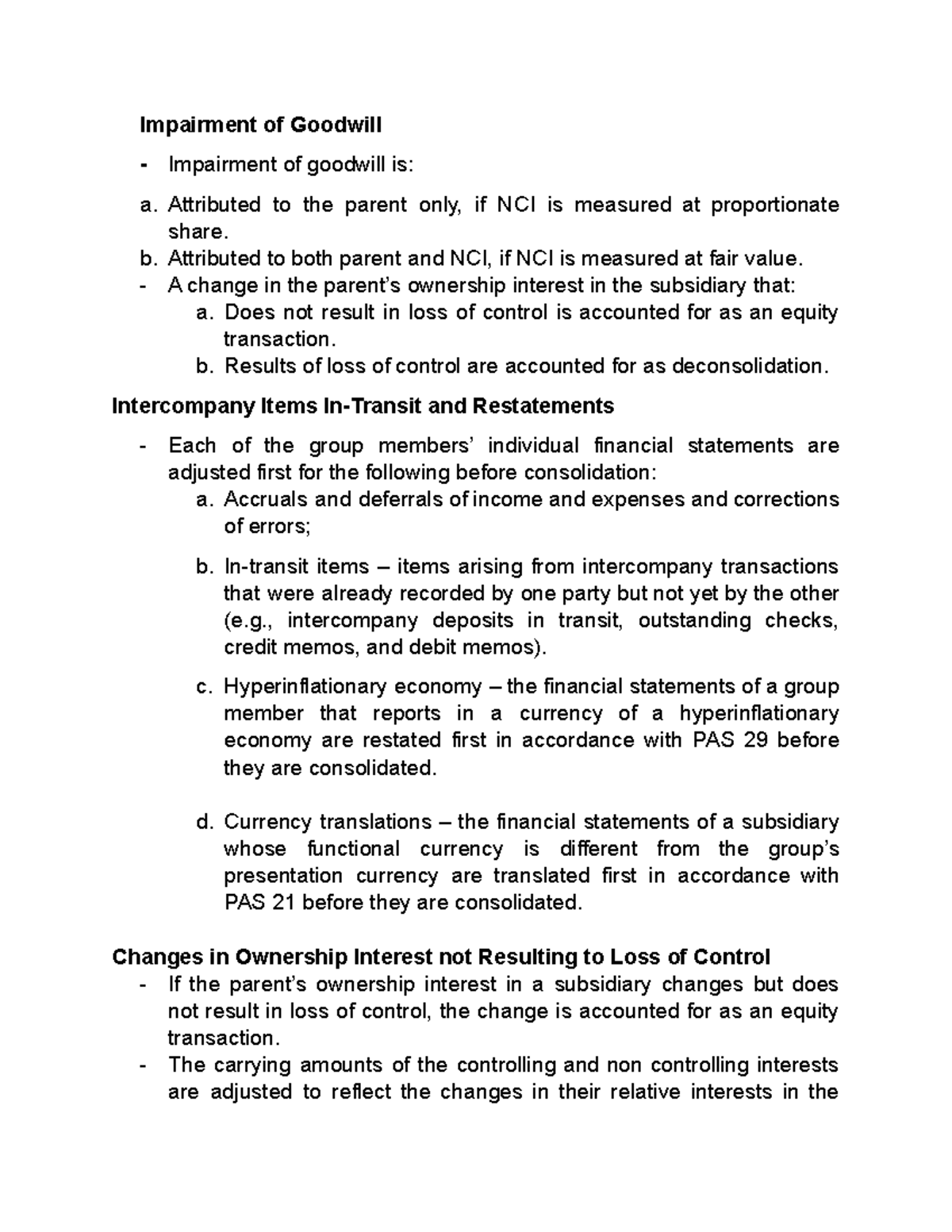 Consolidated Financial Statements: Key Concepts and Impairment ...
