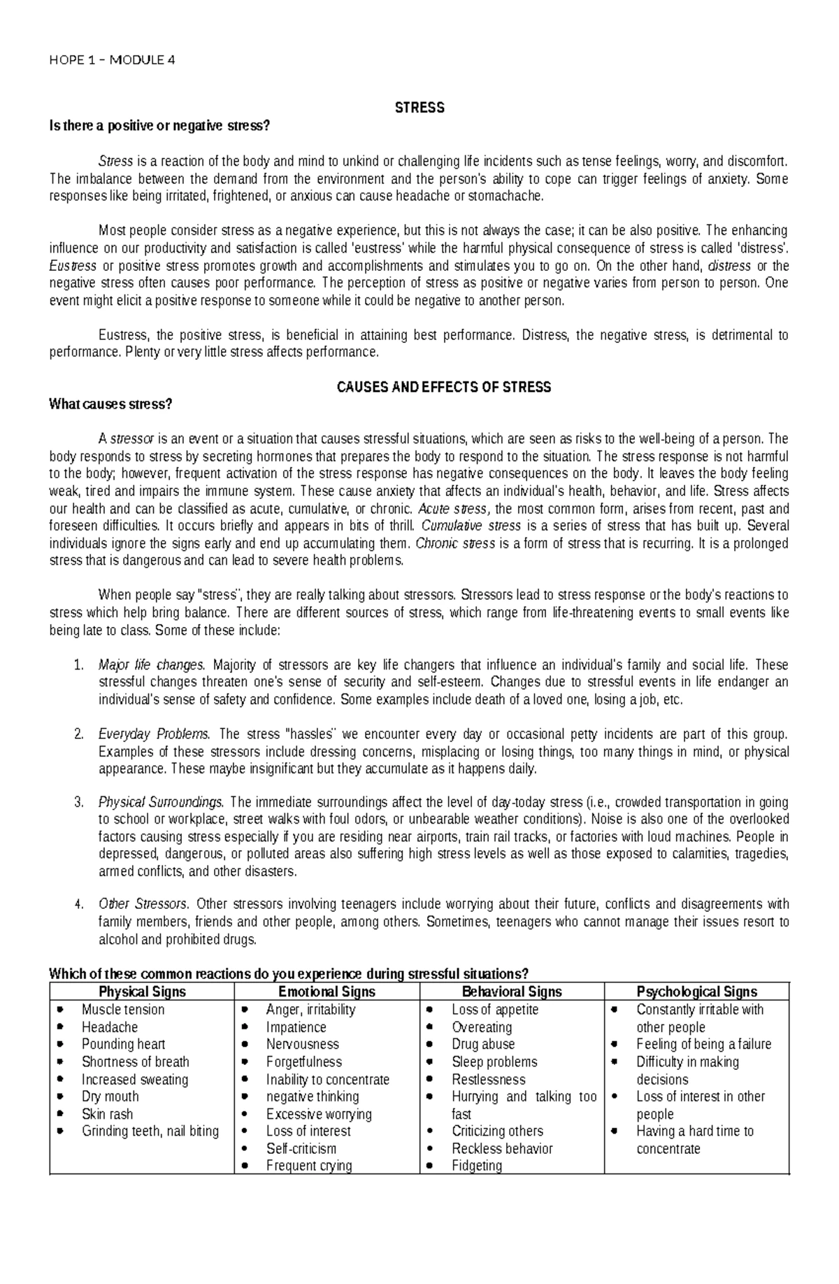 HOPE 1 - Module 2: Guidelines for Safe and Effective Exercise Program ...