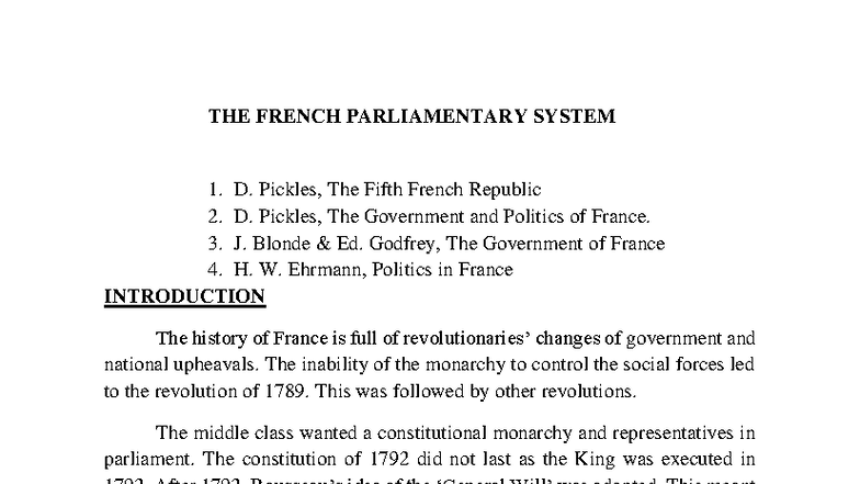 The French Parliamentary System: An Overview of Governance and History ...