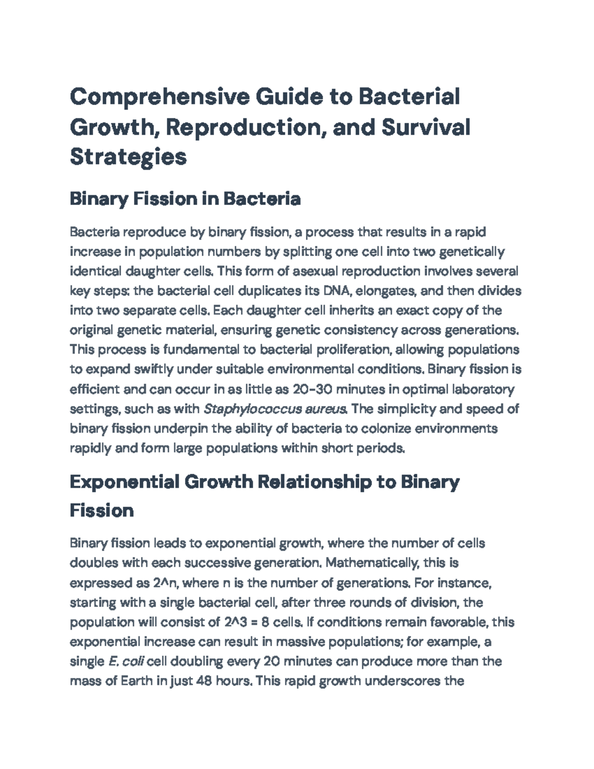 Comprehensive Study on Bacterial Growth & Binary Fission Strategies ...