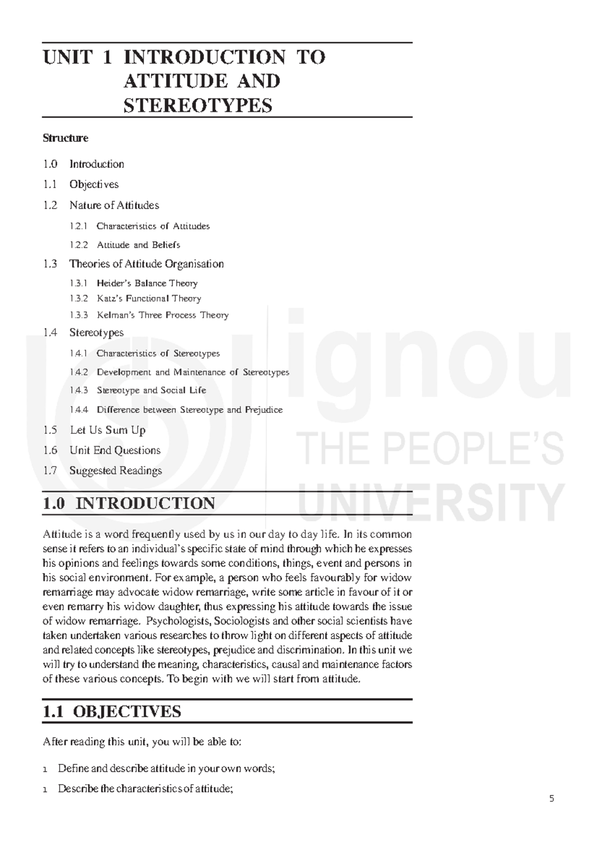 Attitudes - Introduction to Attitude UNIT 1 INTRODUCTION TO and ...