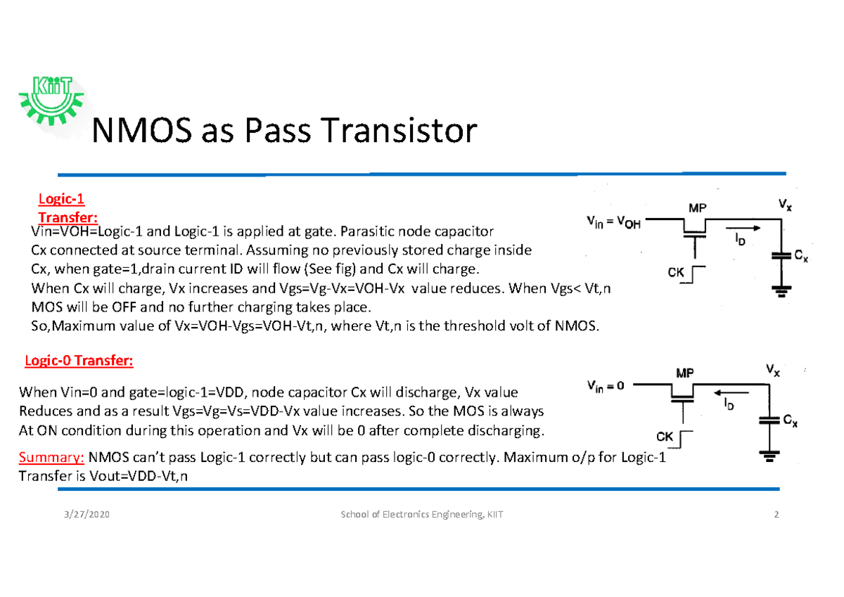 Pass Transistor Logic: NMOS Design & Functionality Analysis - Studocu