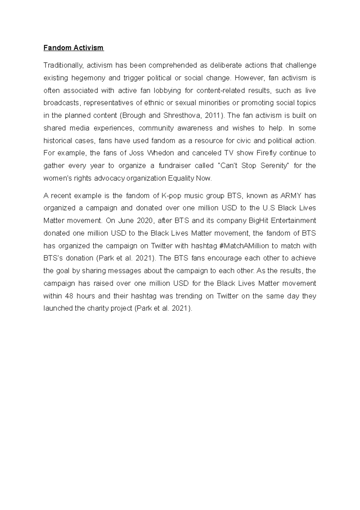 Fandom Activism Essay - Tumblr Weekly Tutorial Assignment - Studocu