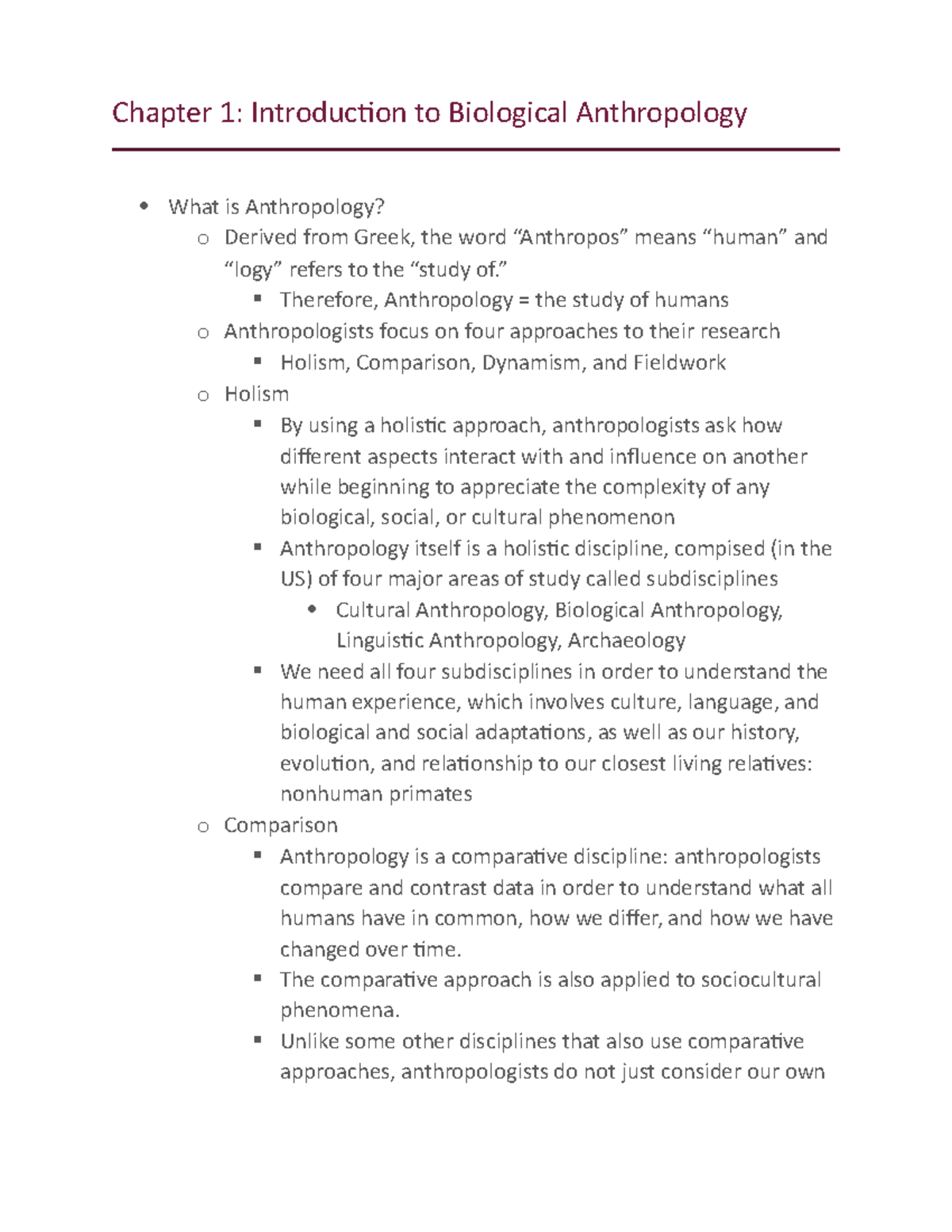 Chapter 1: Intro to Biological Anthropology Notes (ANTH101) - Studocu