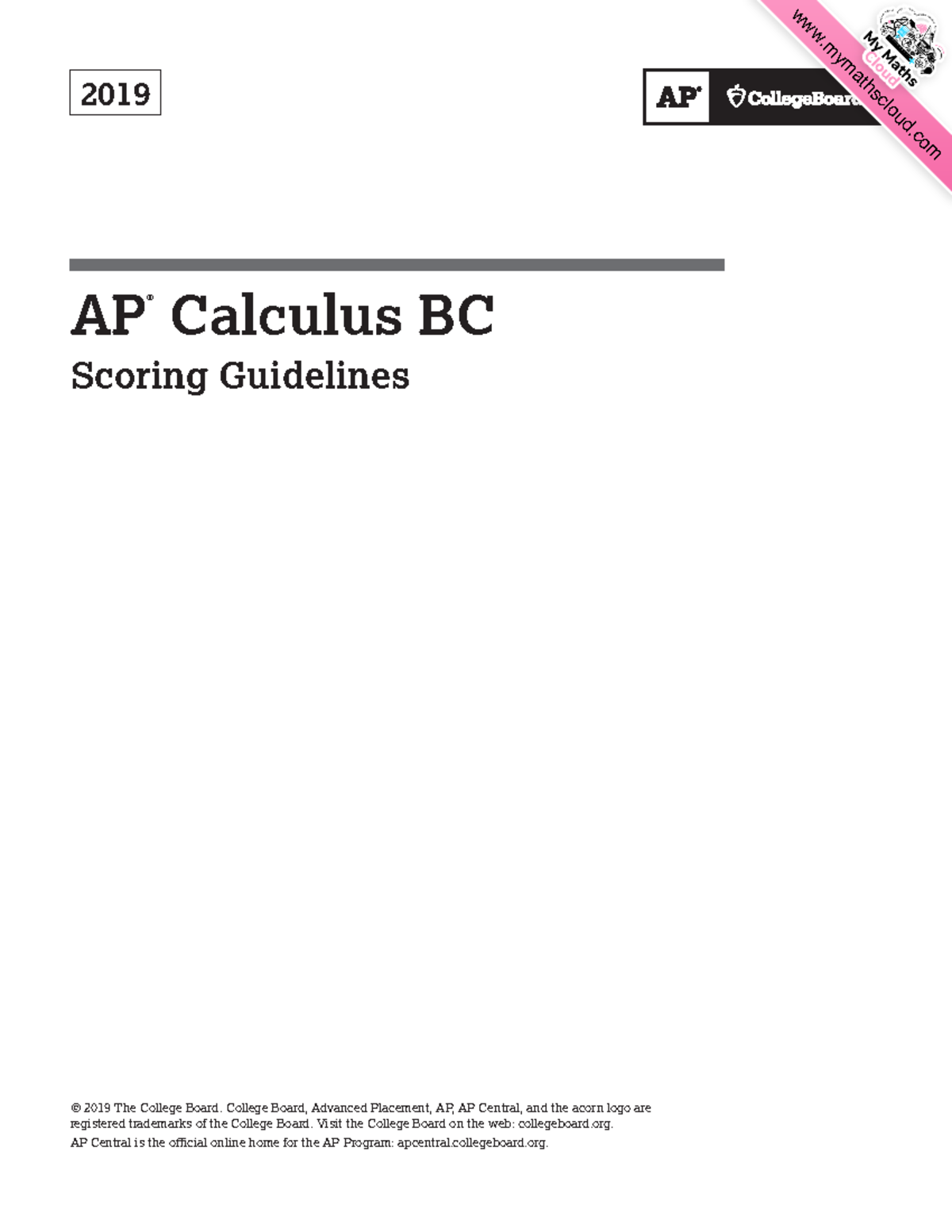 AP Calculus BC 2019 Past Exam Scoring Guidelines - Studocu