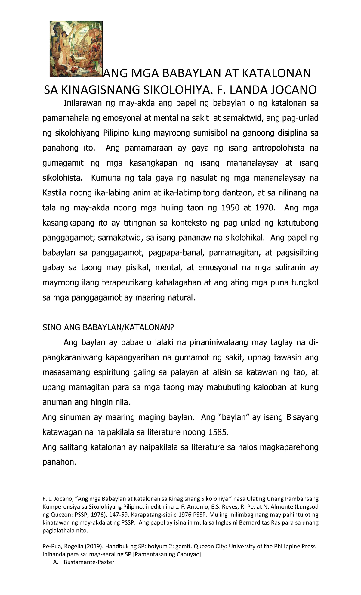 WEEK 5 Lecture Notes: Ang Babaylan at Katalonan sa Sikolohiya - Studocu