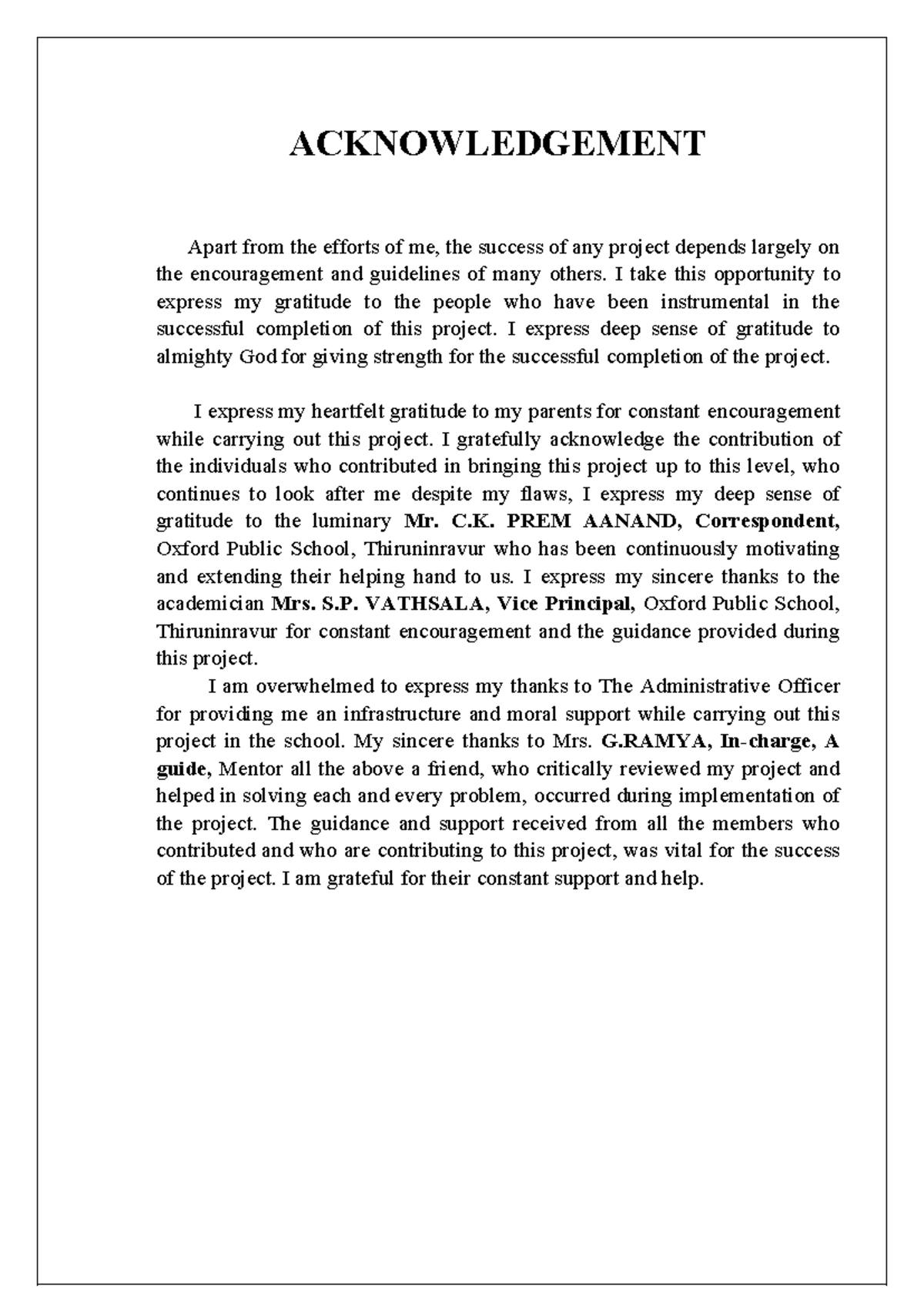 Dharshini PRO Report: Acknowledgements and Project Overview - Studocu