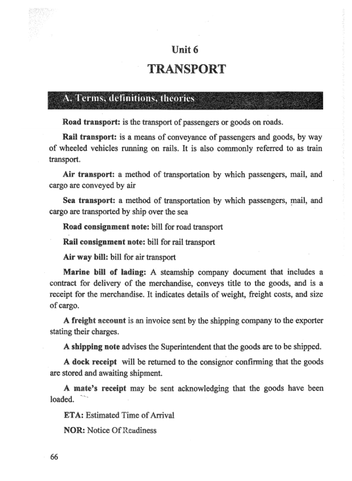 Unit 6 - Transport Methods: Advantages & Disadvantages Analysis - Studocu