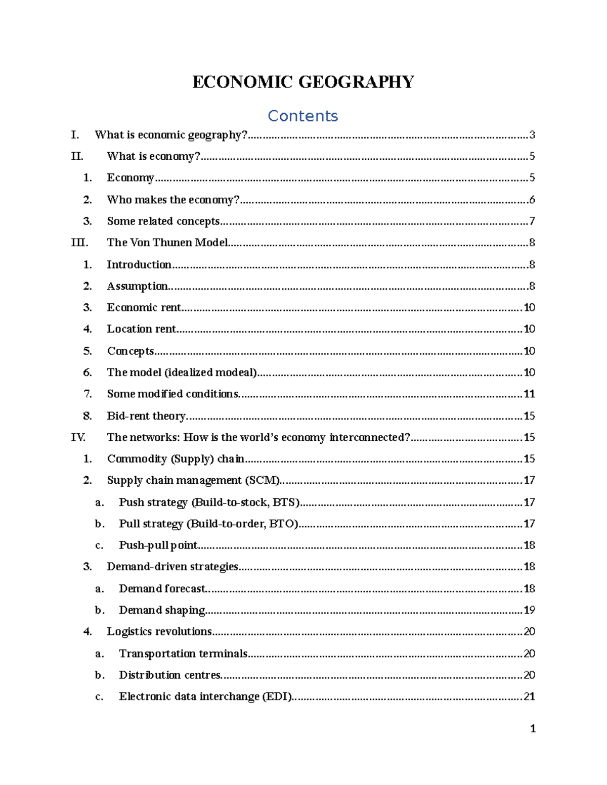Economic Geography - Comprehensive Study Notes - Studocu