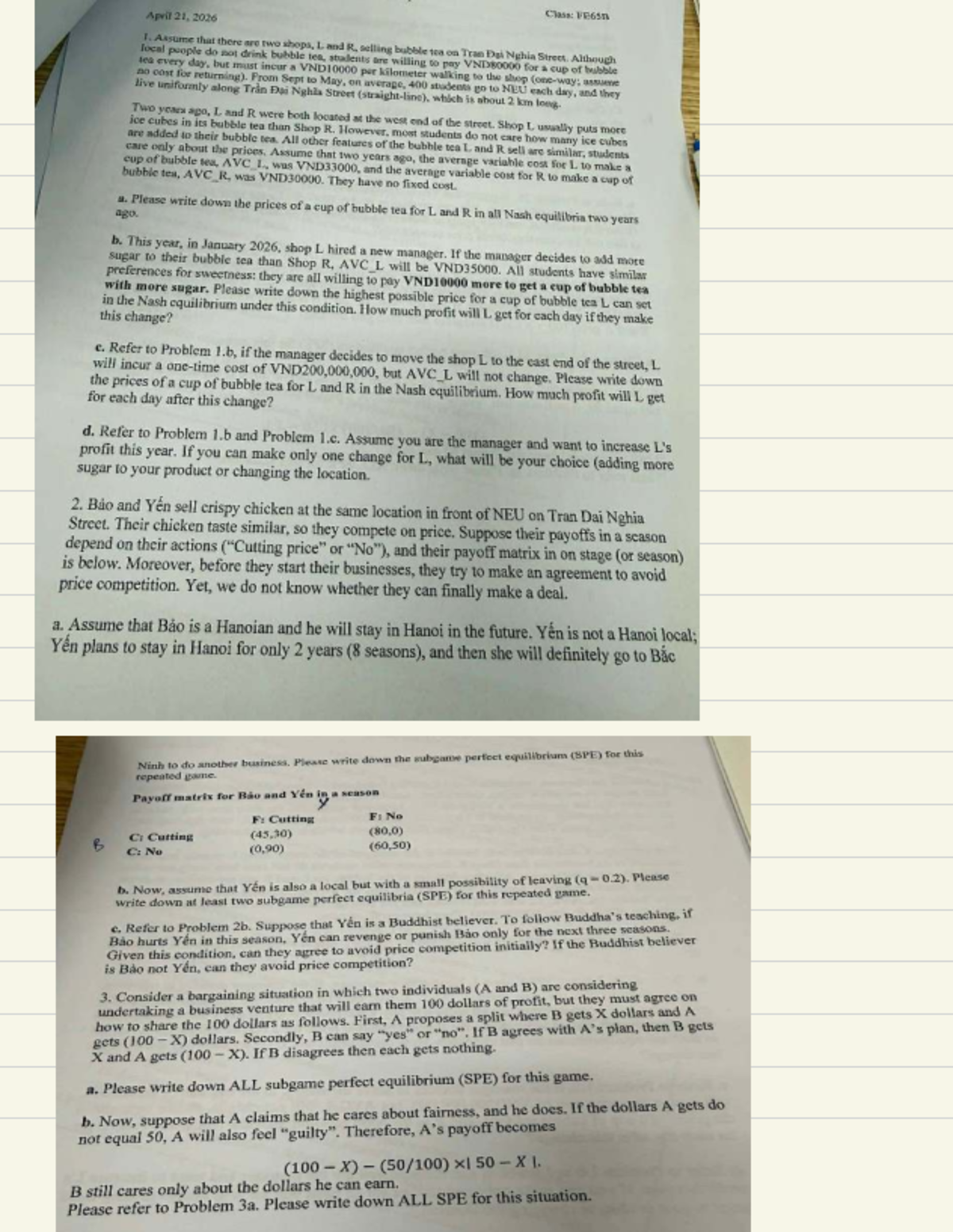 Final Exam Notes for AVC 801: Game Theory Strategies and Equilibria ...