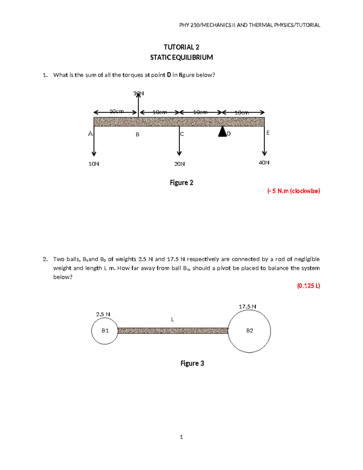 PHY210 Tutorial 2 NEW edited - L 2 N 17 N B1 B PHY 210/MECHANICS II AND ...