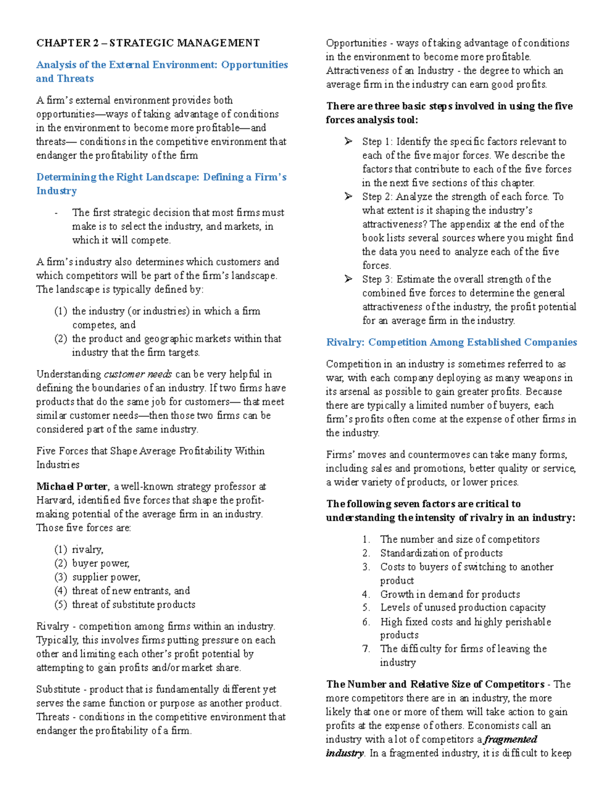 Chapter 2: Strategic Management - Analyzing External Forces & Industry ...
