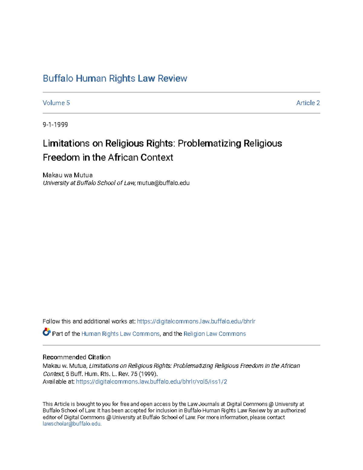 Limitations on Religious Rights Problematizing Religious Freedom ...