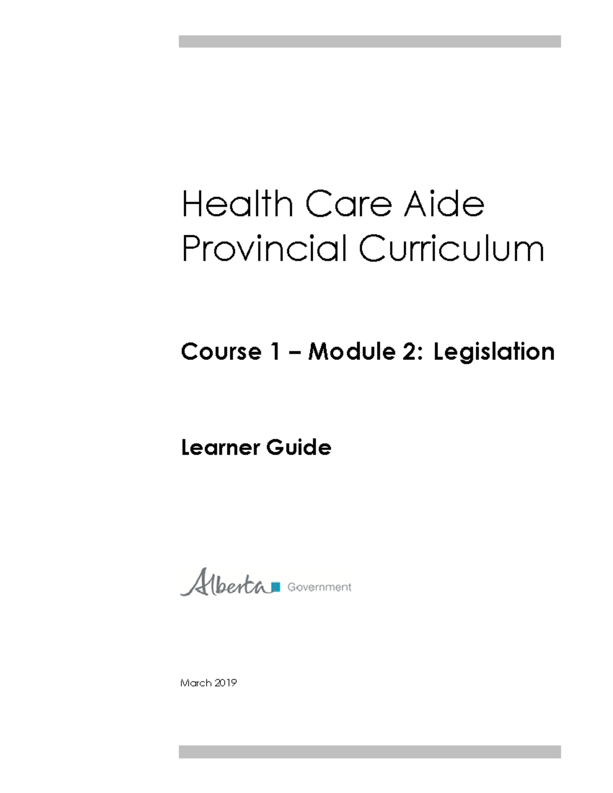 Course 1: HCA Module 2 - Legislation Learner Guide - Studocu