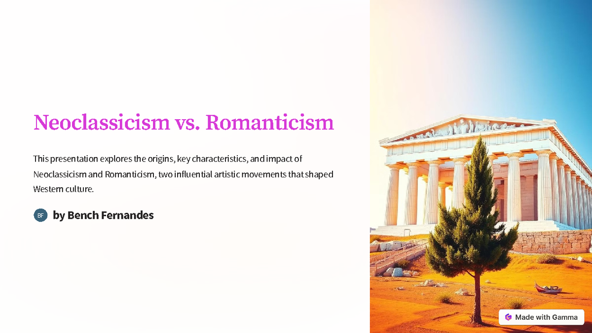 Neoclassicism-vs-Romanticism - Neoclassicism vs. Romanticism This ...
