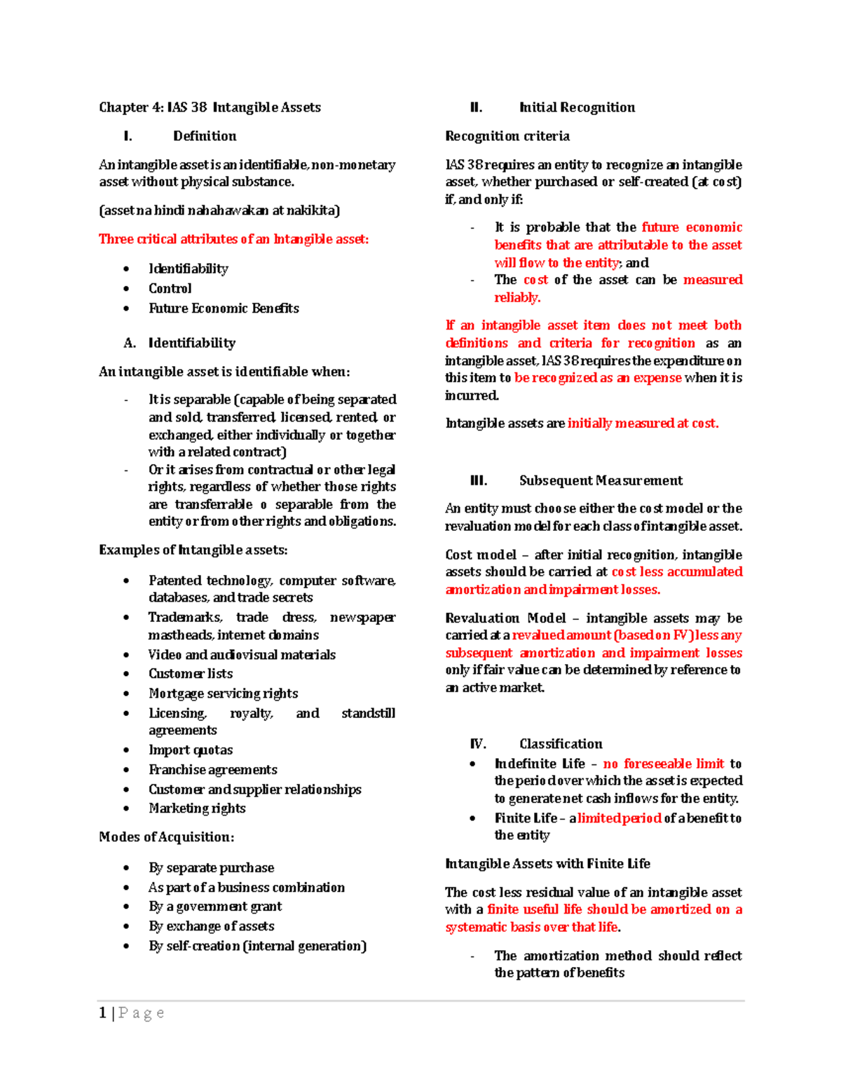 Chapter 4: IAS 38 Intangible Assets Overview and Key Concepts - Studocu