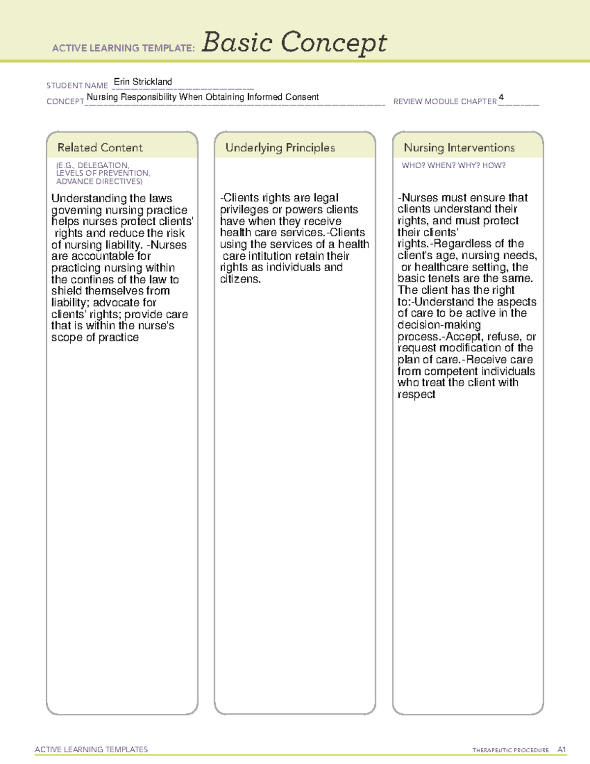 ACTIVE LEARNING TEMPLATE: Nursing Responsibility in Informed Consent ...