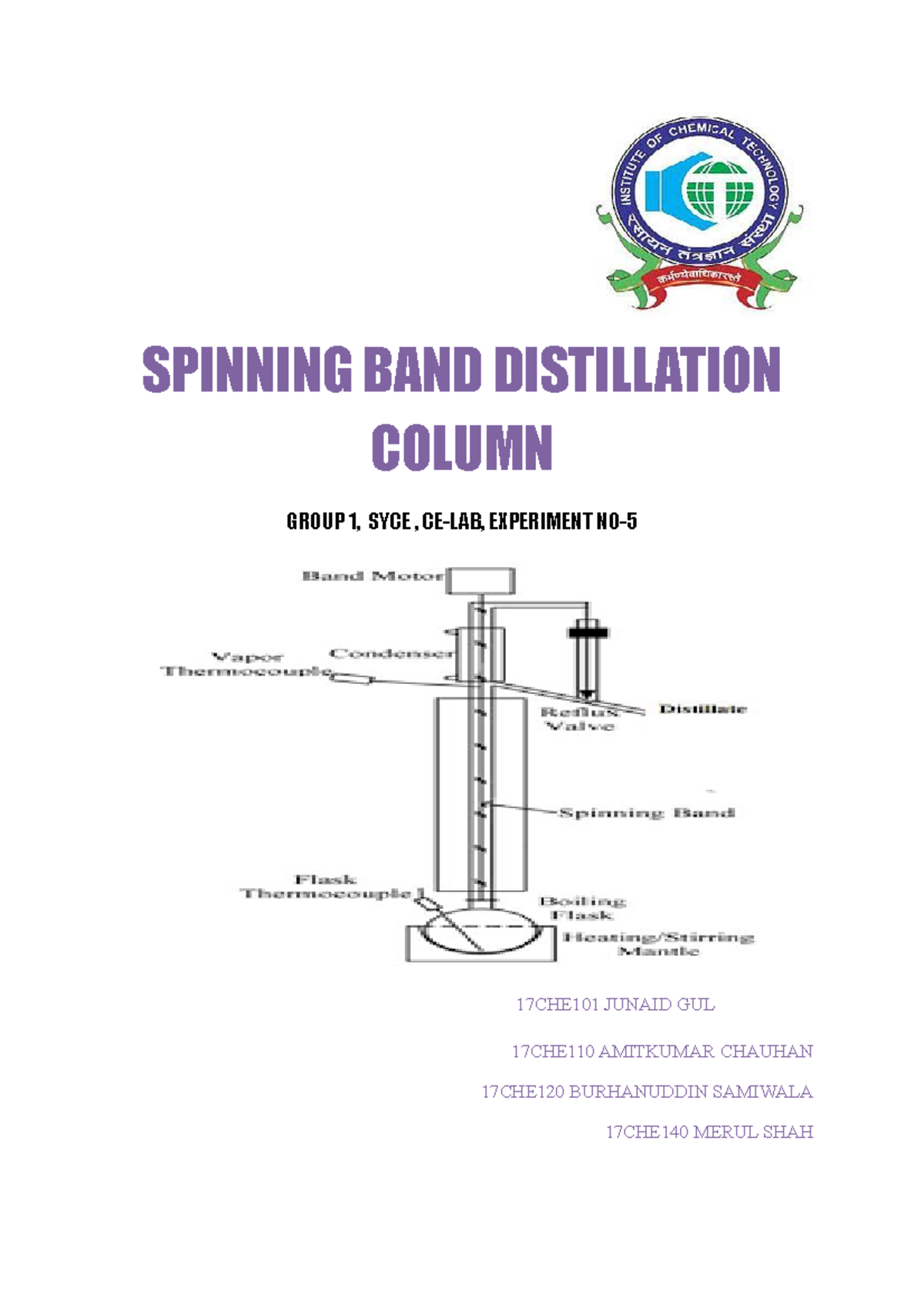 Group 1- Spinning band distillation column - SPINNING BAND DISTILLATION ...