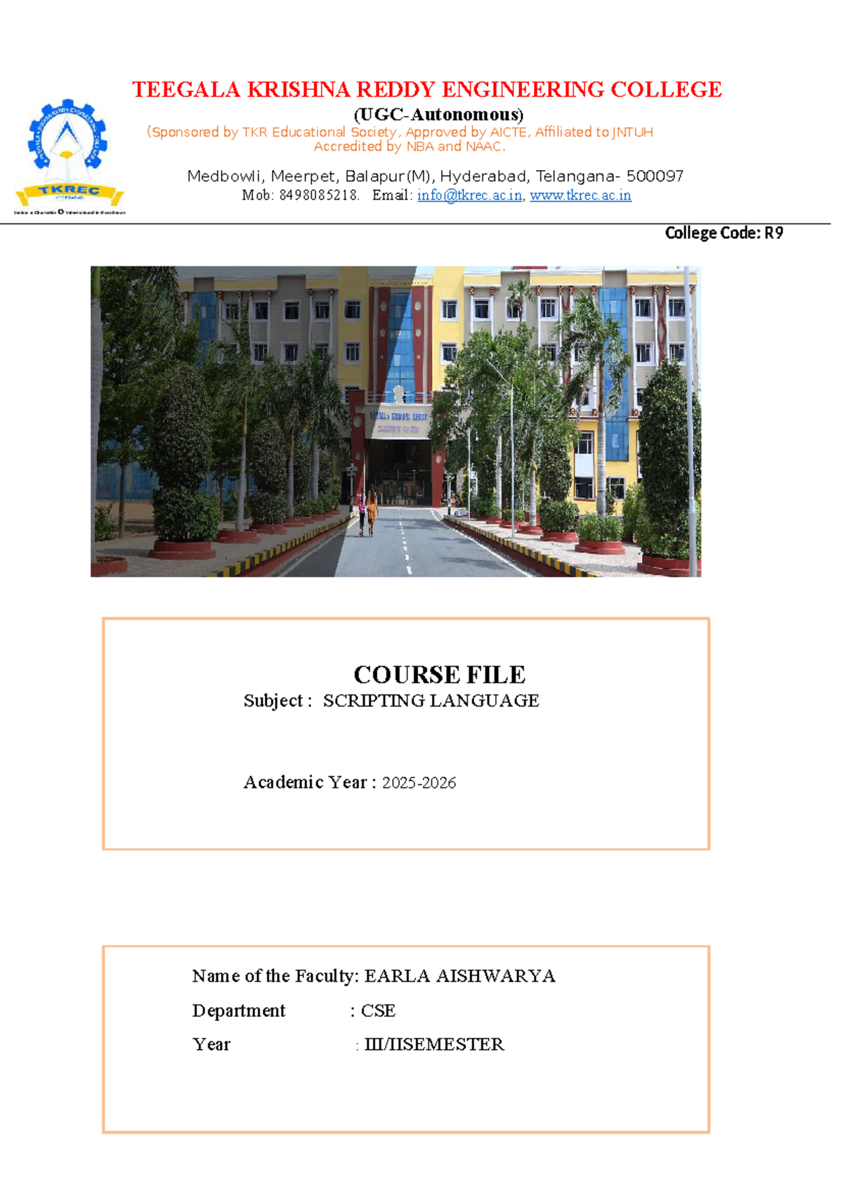 CSE 22CS633PE: Scripting Language Course File and Review Notes - Studocu