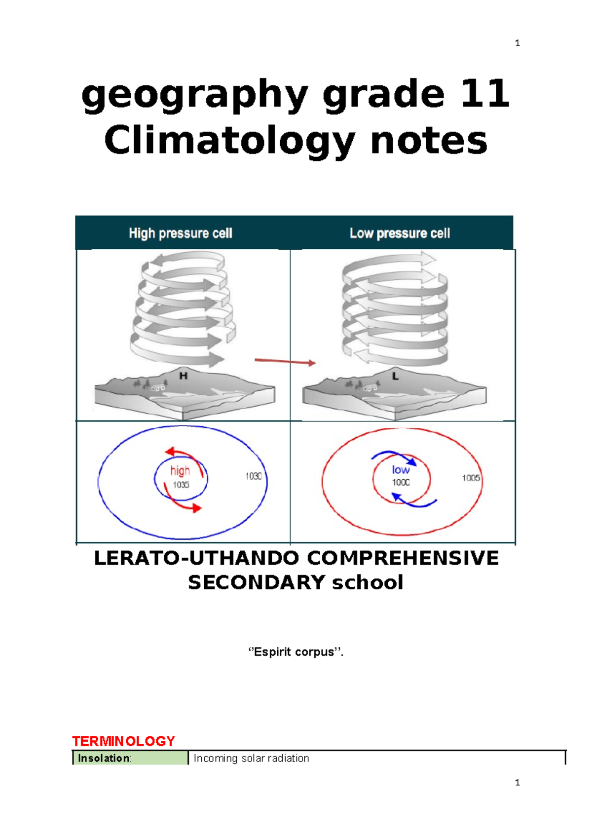 Geography Grade 11: Climatology Notes and Key Concepts - Studocu