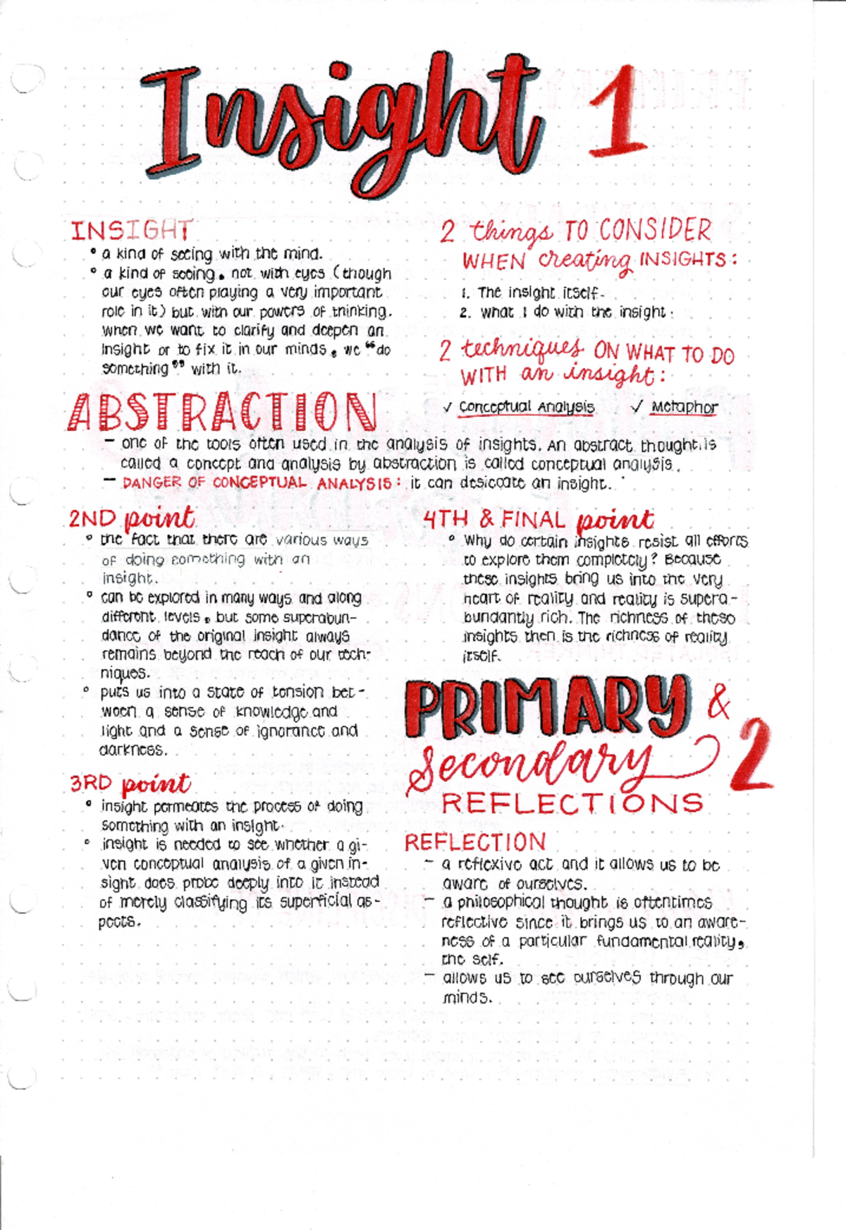 Philosophy Notes - Insight 1 INSIGHT 2 things TO CONSIDER a kind of ...
