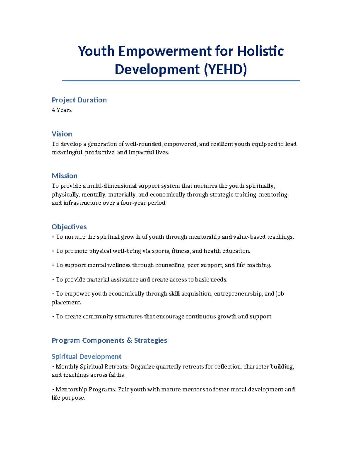 Youth Empowerment Proposal (YEHD): A Holistic Development Approach ...