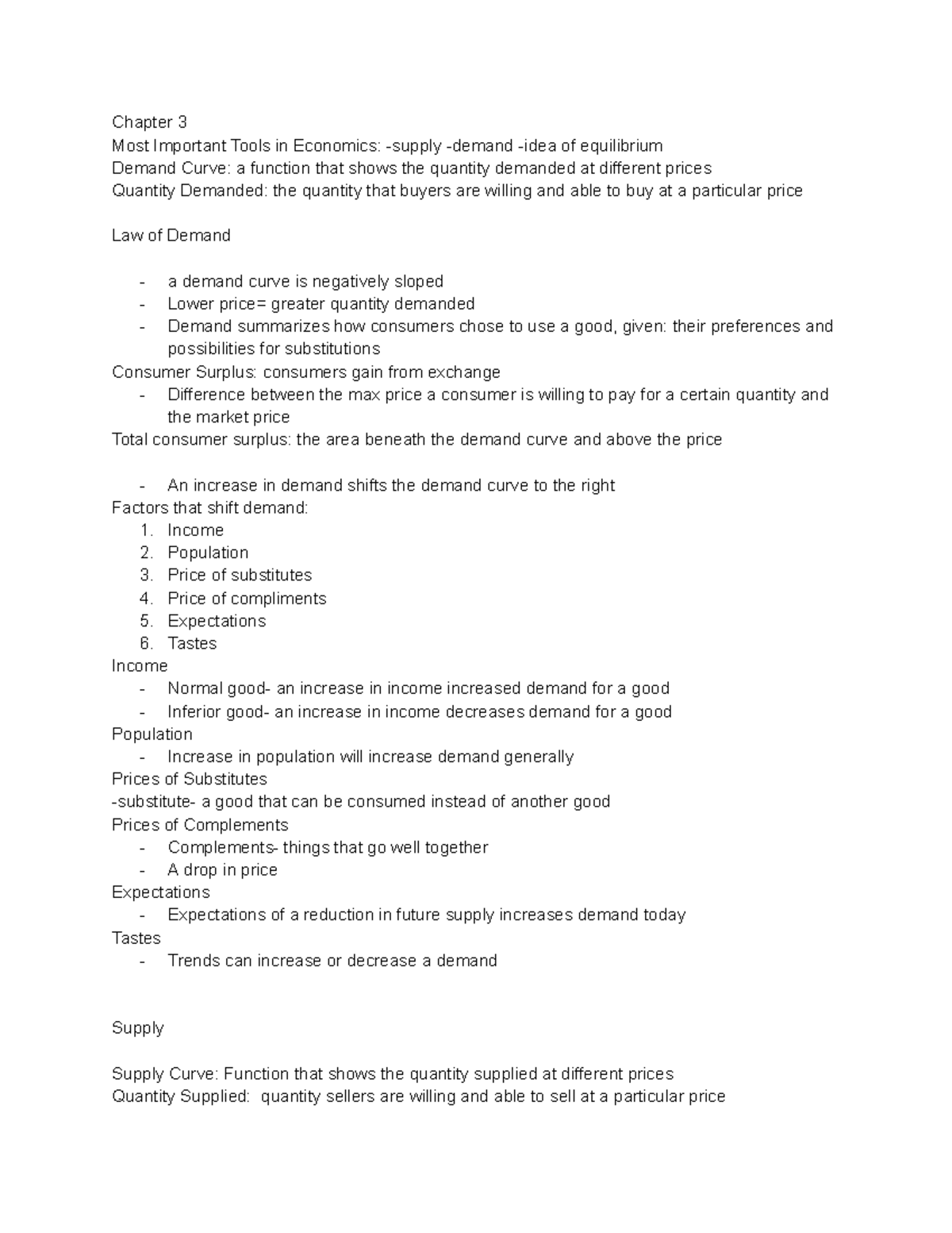 Economic Supply and Demand: Key Concepts from Chapters 3 & 4 - Studocu