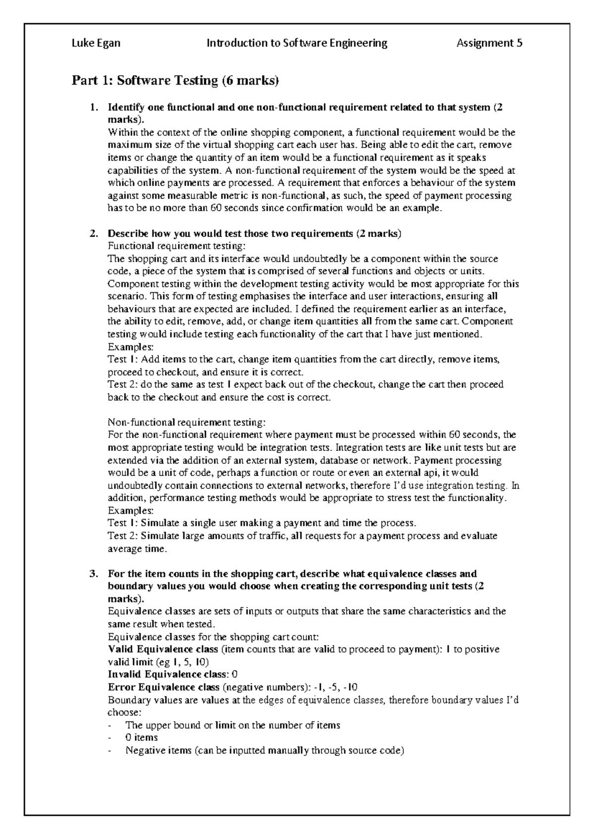 Introduction to Software Engineering - Assignment 5 - Software Testing ...