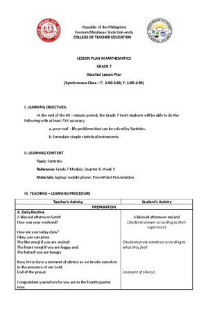 LP 7 - This lesson plan is about undefined terms in geometry - IPP ...
