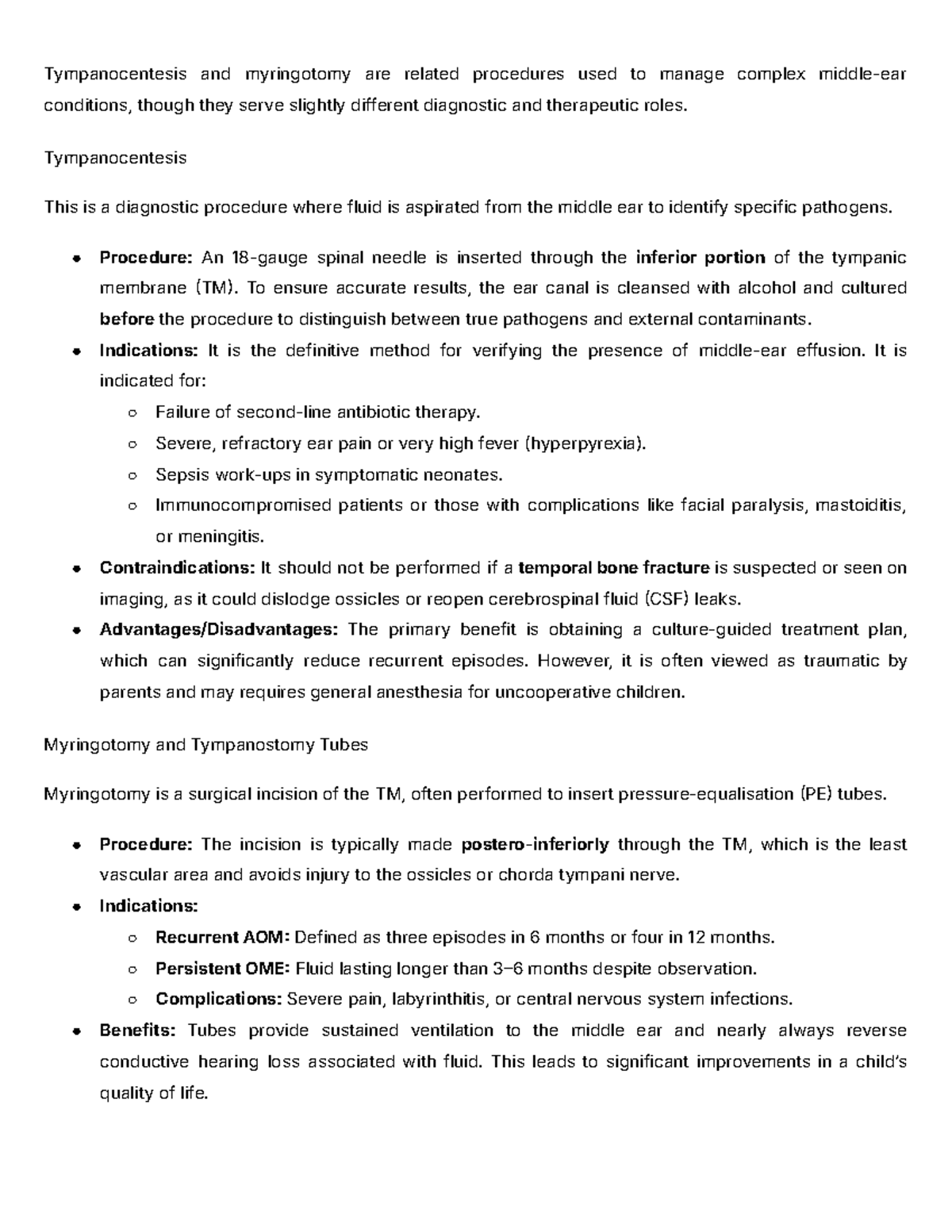 Tympanocentesis and Myringotomy: Diagnostic Procedures Explained - Studocu