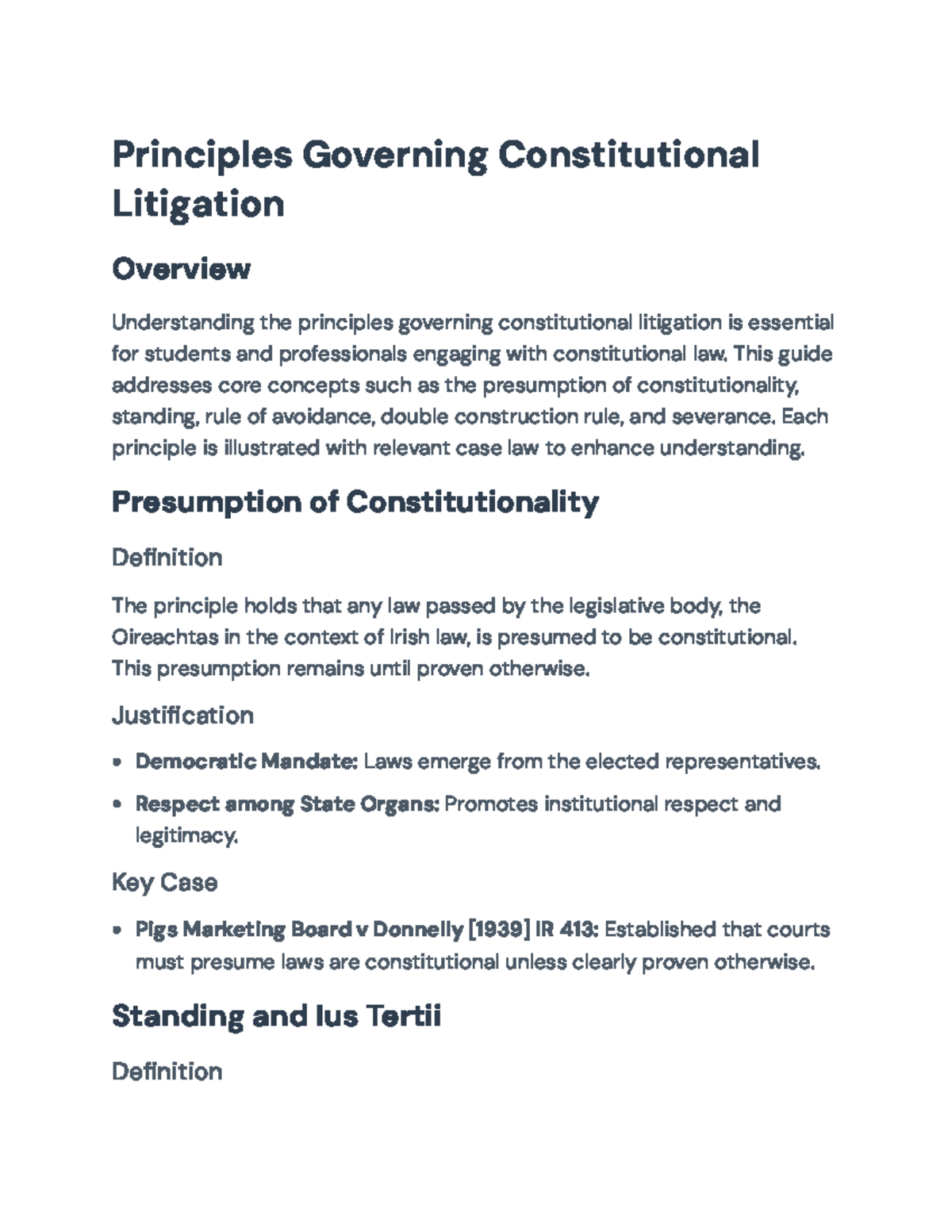 Principles Governing Constitutional Litigation: Key Concepts & Cases ...