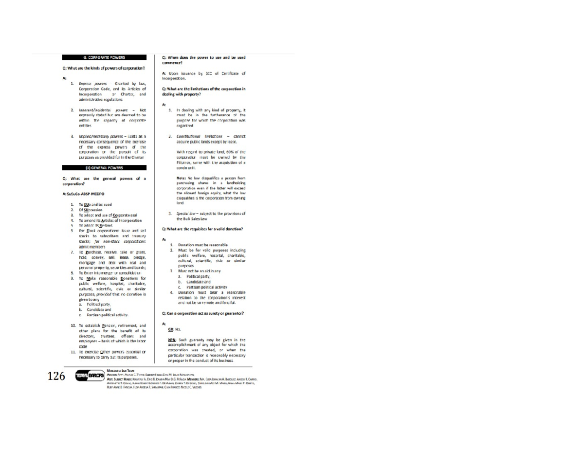 Prefinals RFBT - UST GOLDEN NOTES on Corporate Powers and Obligations ...