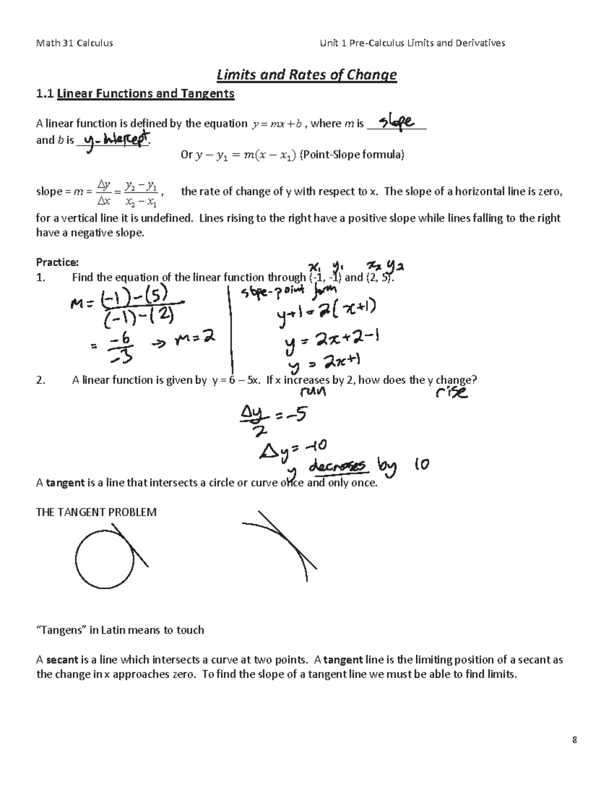 Math 31 Final Exam: Limits, Derivatives, and Linear Functions - Studocu