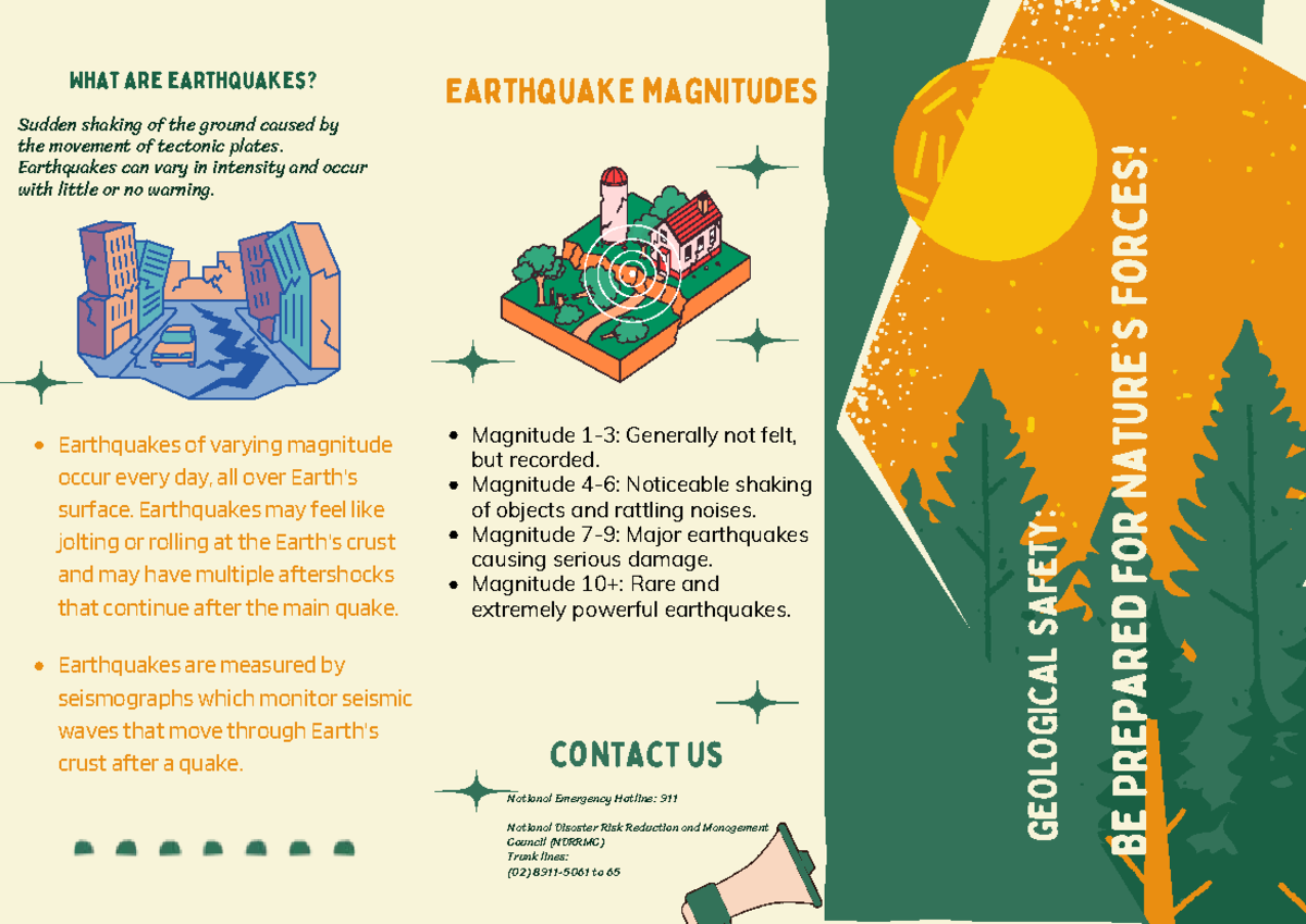 Science-Brochure: Understanding Earthquakes and Safety Measures - Studocu