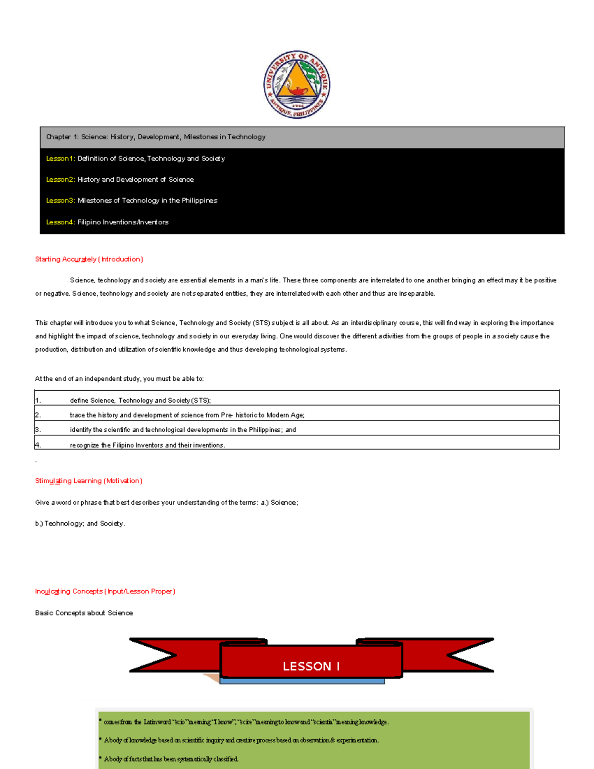 Chapter 1: Science, Technology, and Society Overview (STS 101) - Studocu