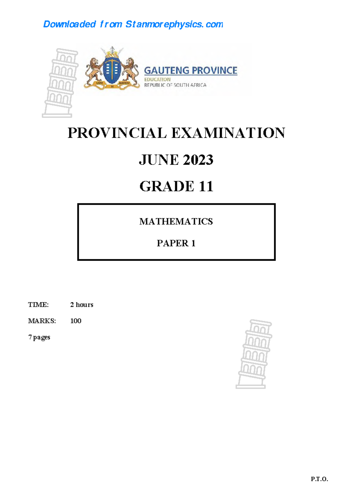 Grade 11 Maths June 2023 - Exam Paper 1 & Memo - Studocu