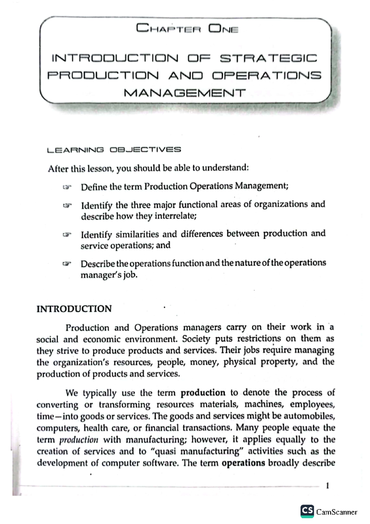 Strategic Production & Operations Management - CHAP 1 Overview - Studocu