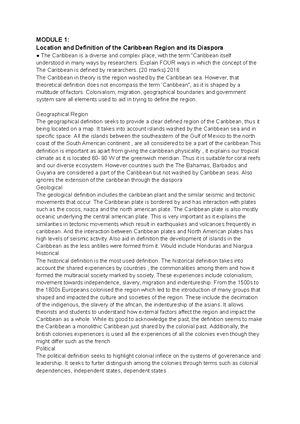 Caribbean Studies Module 1 - Sample essay with points - MODULE 1 ...