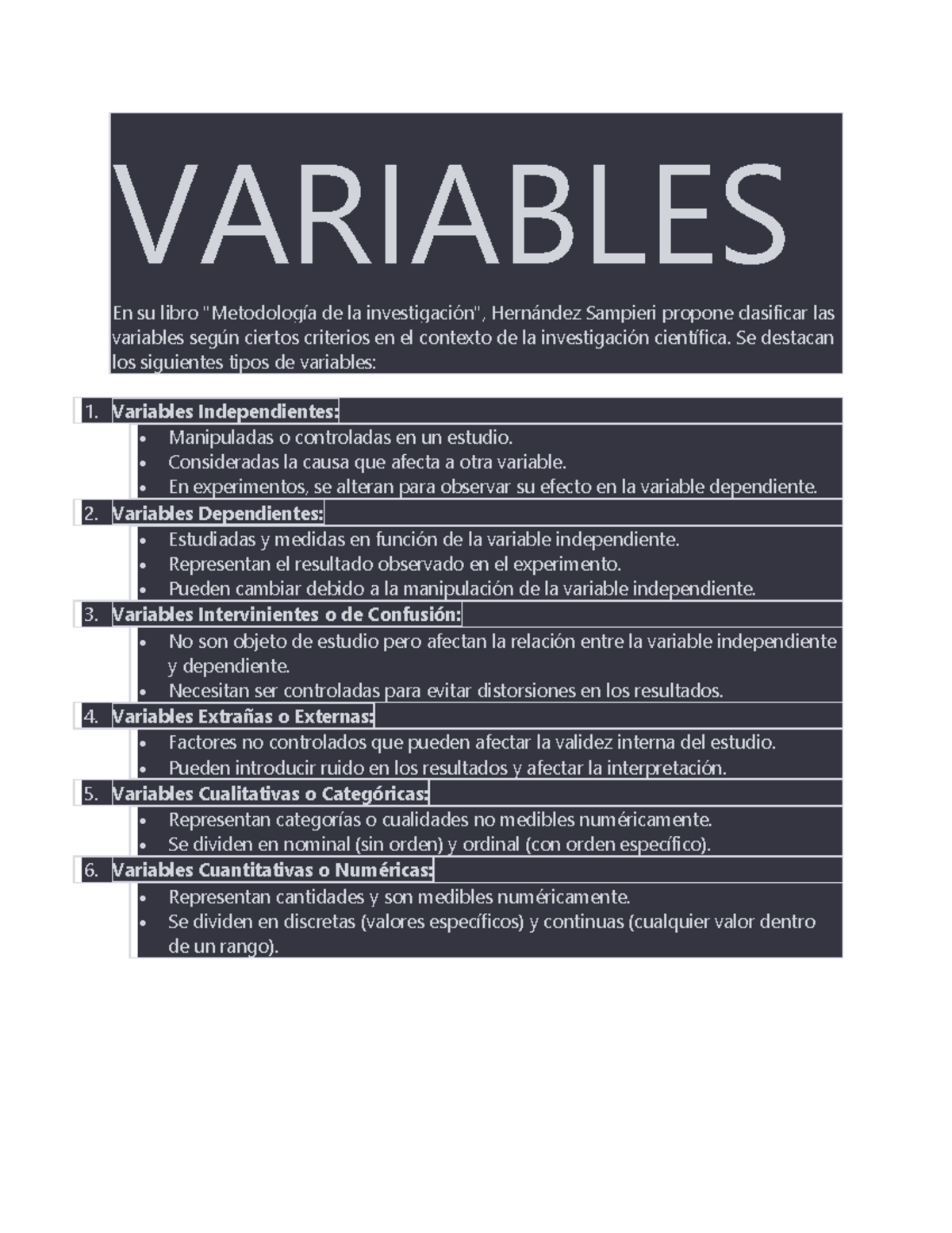 Clasificación de Variables en Investigación Científica - Variables ...