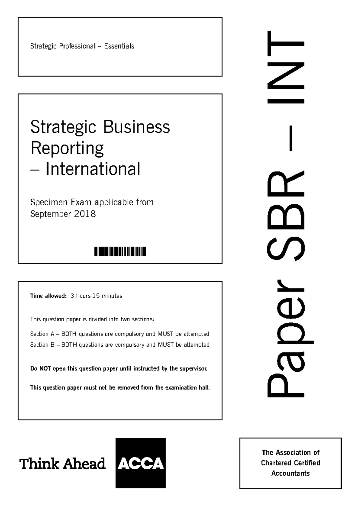 Sbr specimen exam question and answers - Section 4 SPECIMEN 1 EXAM ...