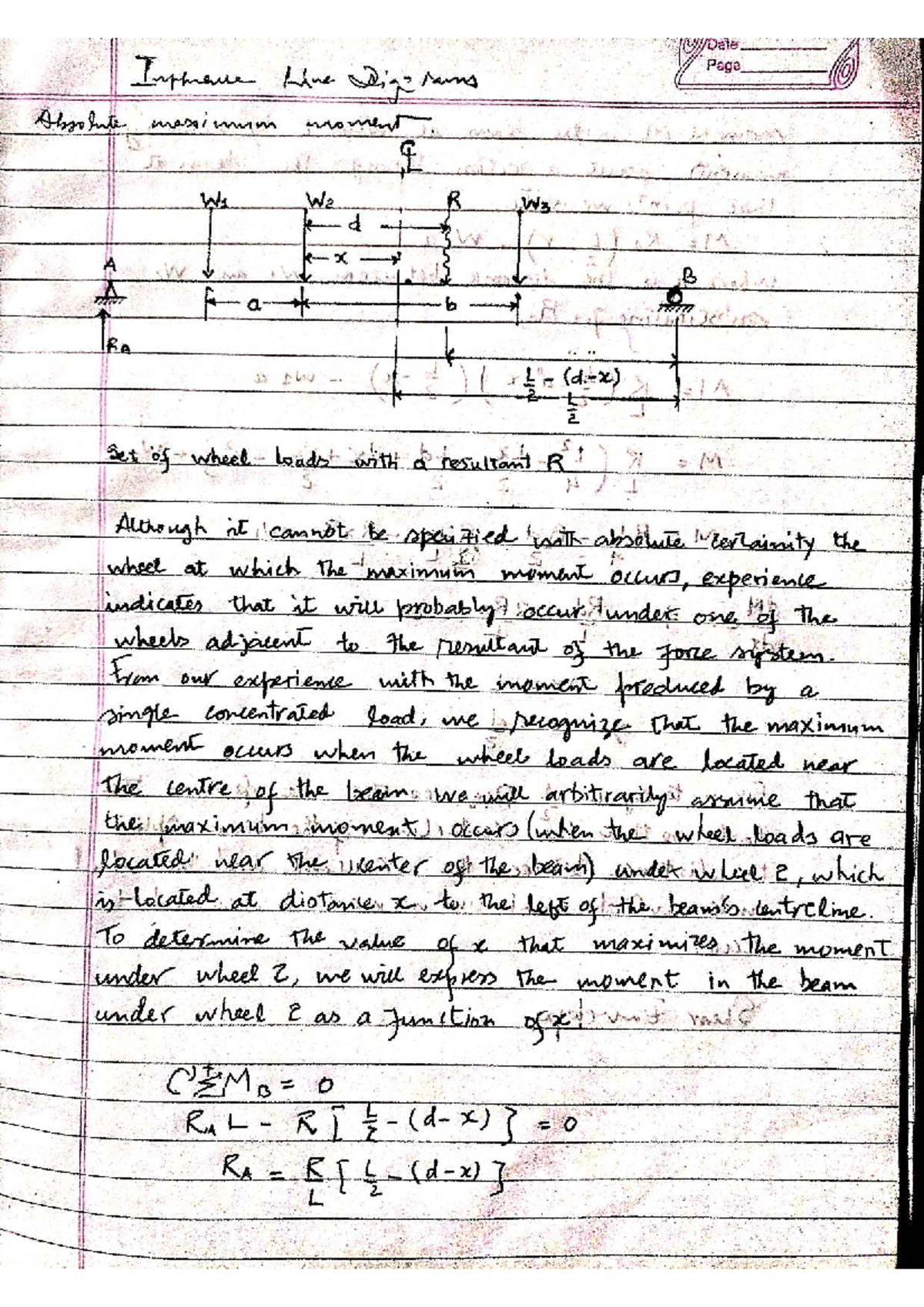 Bridge Design Notes: Maximum Moment Analysis for Wheel Loads (CIV 101 ...