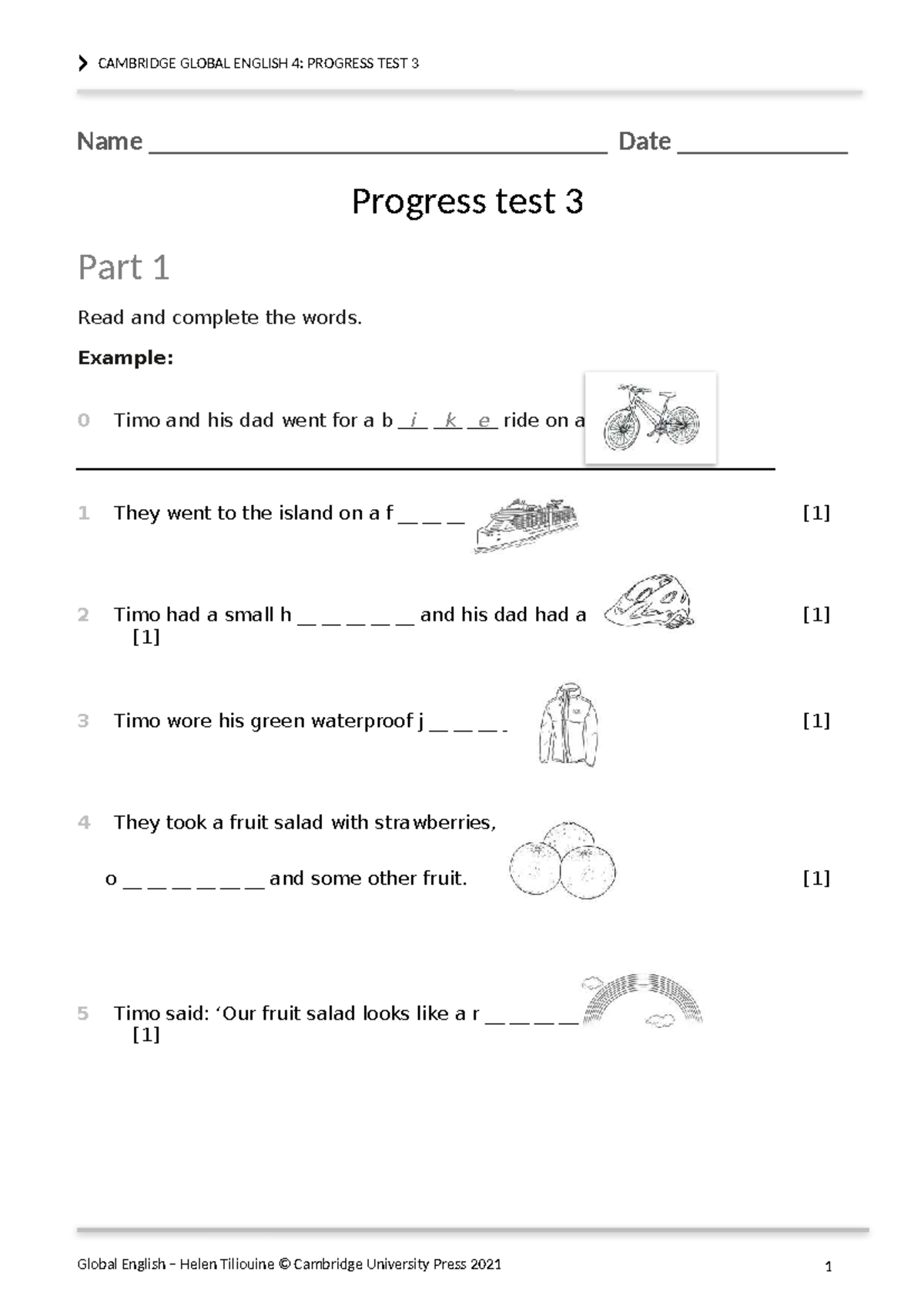 GE 4: Progress Test 3 - Cambridge Global English 4 - Studocu