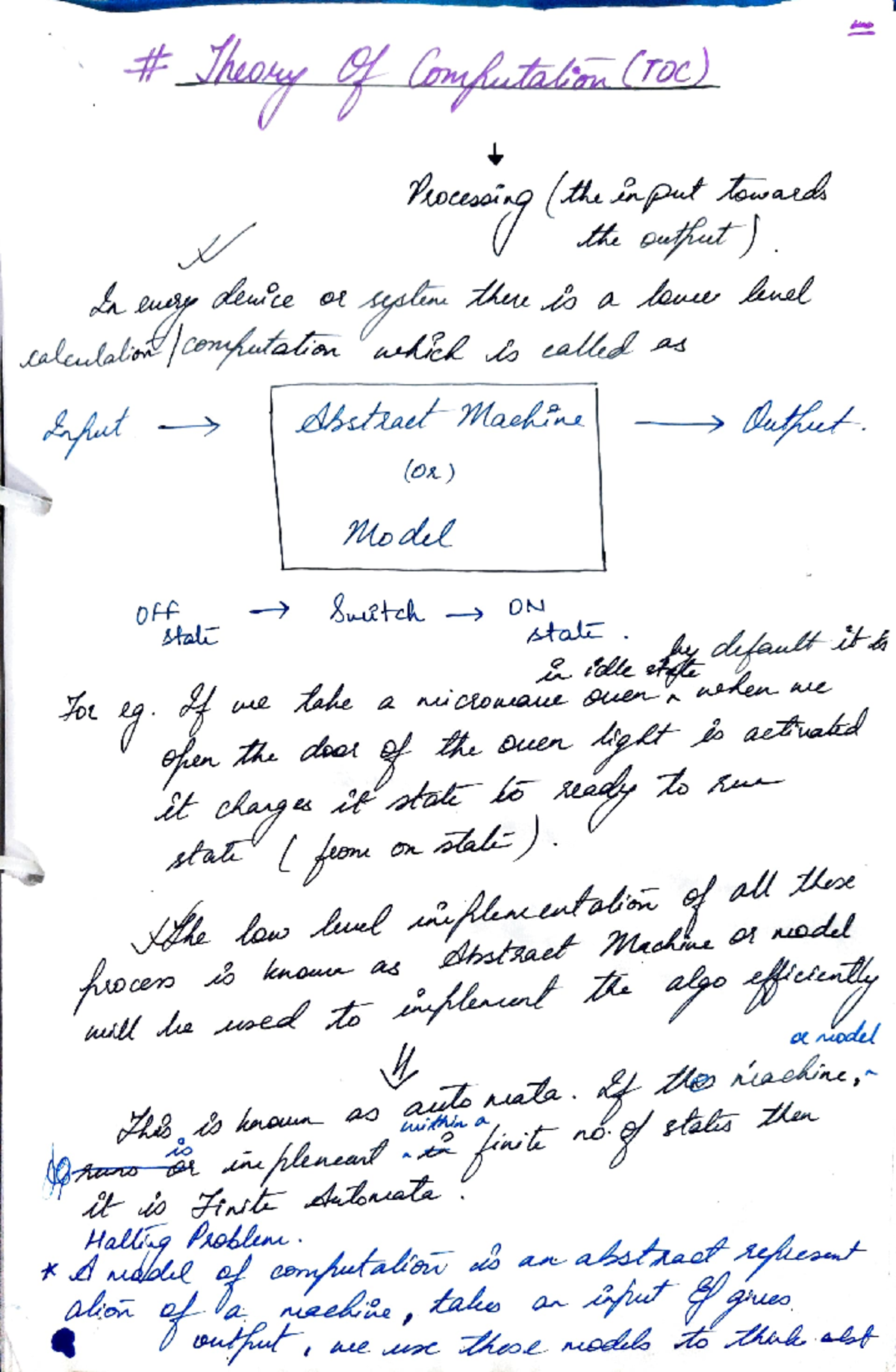 TOC Unit 1: Abstract Machines and Finite Automata Concepts - Studocu